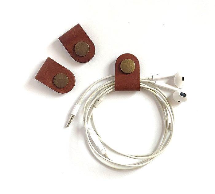 Handmade Leather Cable Wrap – Set of 3 Small | Snap Button Cord ...