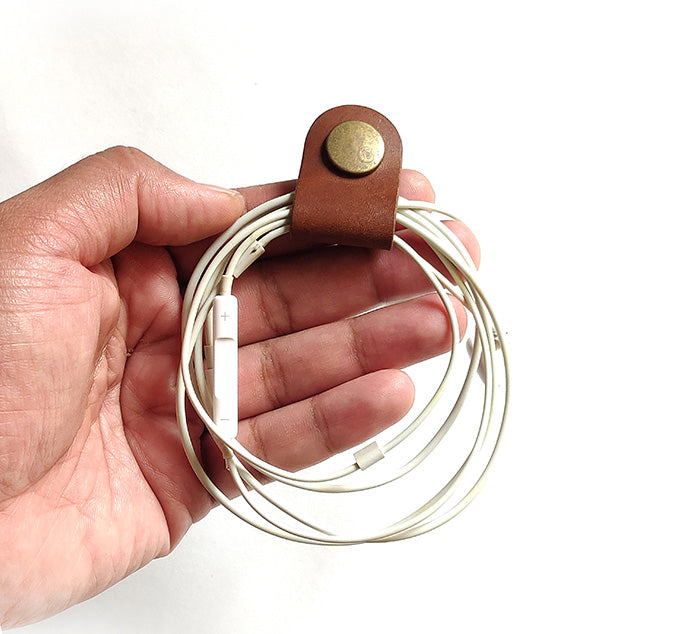 Handmade Leather Cable Wrap – Set of 3 Small | Snap Button Cord ...