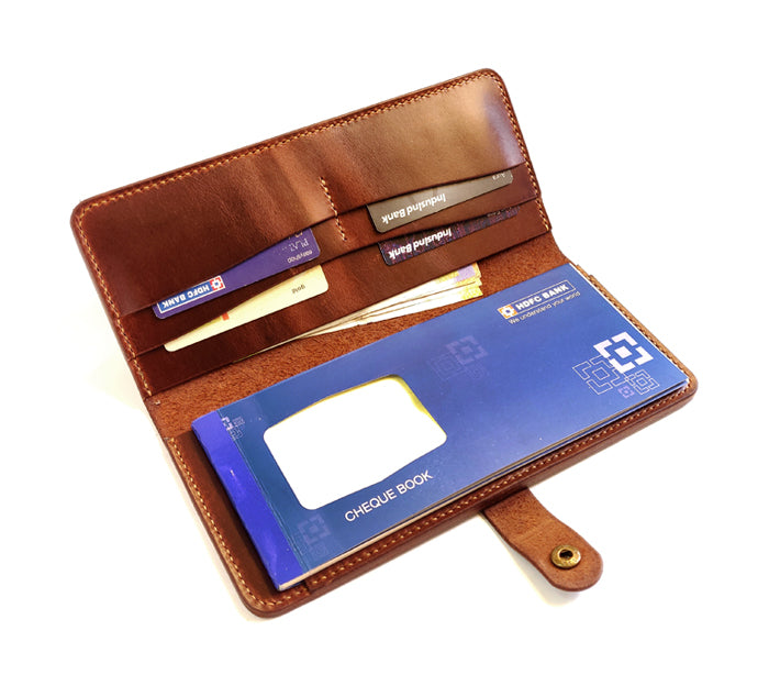Handmade Leather Cheque Book Wallet | Full-Grain Organizer for ...